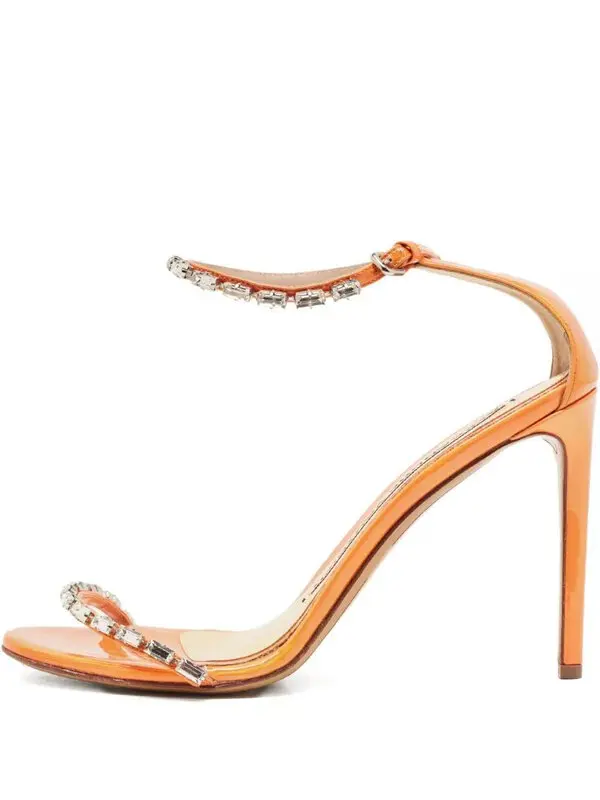 Alexandre Vauthier 100mm Crystal-embellished Leather Sandals - Orange