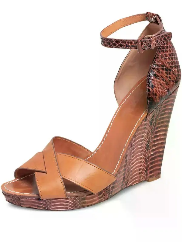 Tory Burch 130mm Leather Wedge Sandals