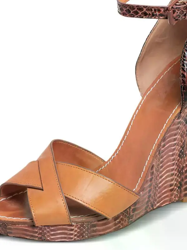 Tory Burch 130mm Leather Wedge Sandals