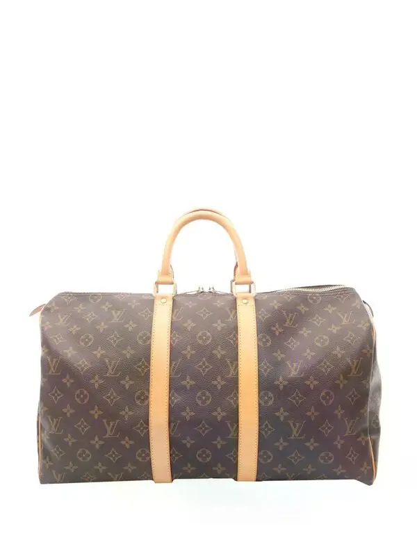 LOUIS VUITTON 2002 Monogram Keepall 45 Satchel - Brown