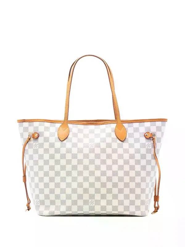 LOUIS VUITTON Damier Azur Neverfull Mm Tote Bag - White