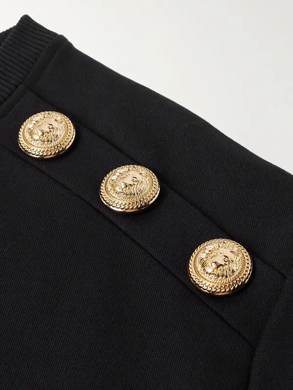 Balmain Button-embellished Cotton-blend Sweatshirt