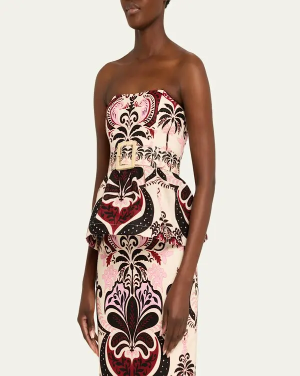 Cara Cara Tilda Strapless Floral Peplum Top