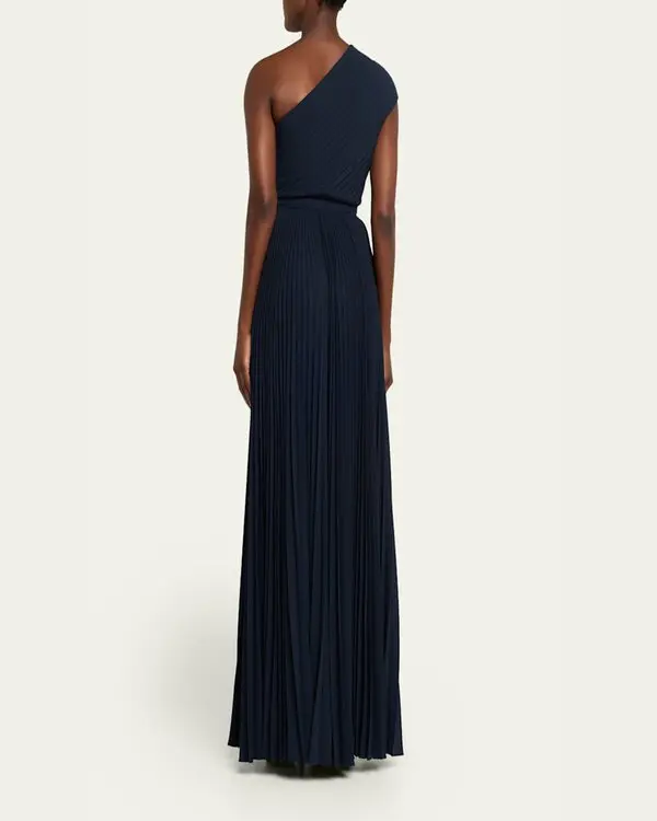 Michael Kors Pleated One-shoulder Gown
