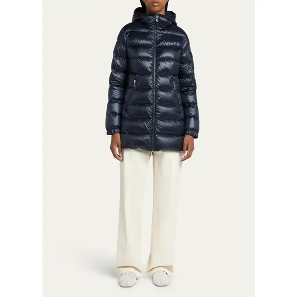 Moncler Glements Hooded Mid-length Down Jacket