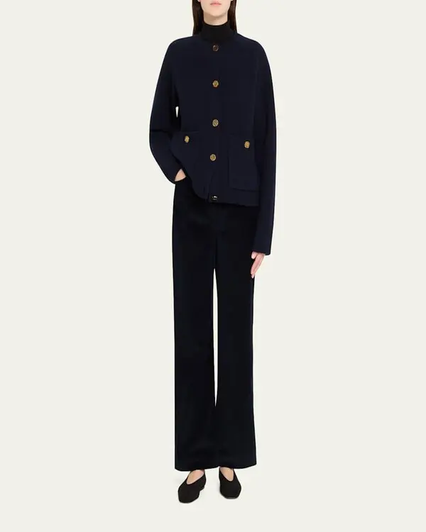 TOTEME Hammered Button Wool-blend Cardigan - Navy