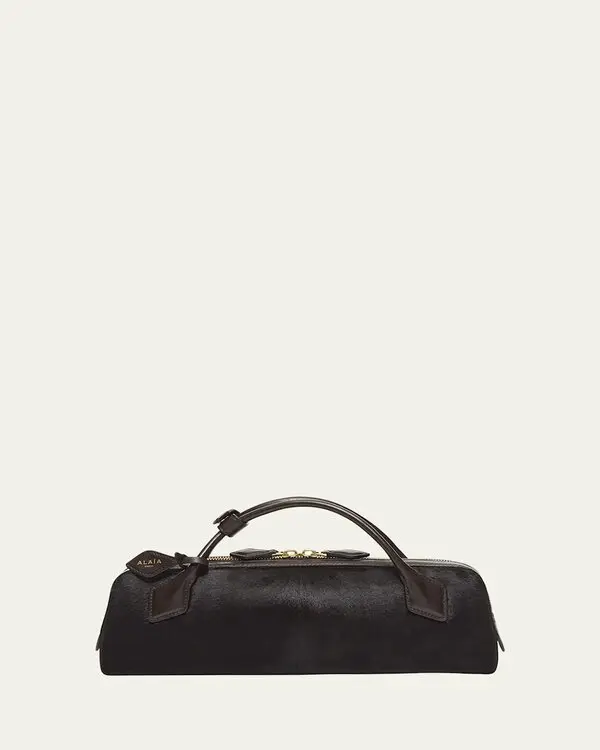 Alaïa Elongated Calf Hair Clutch - Chocolate