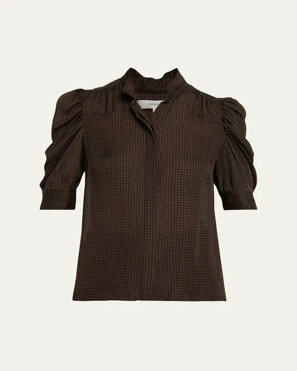 FRAME Houndstooth Silk Blouse