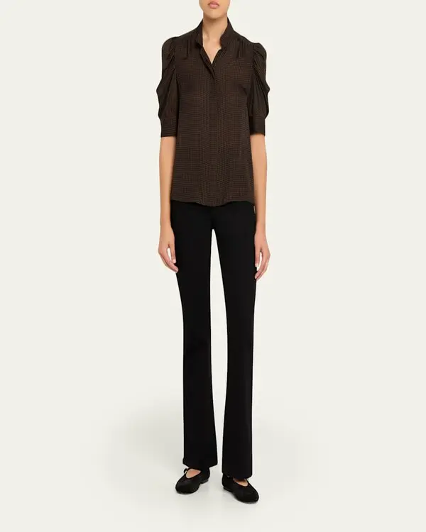 FRAME Houndstooth Silk Blouse