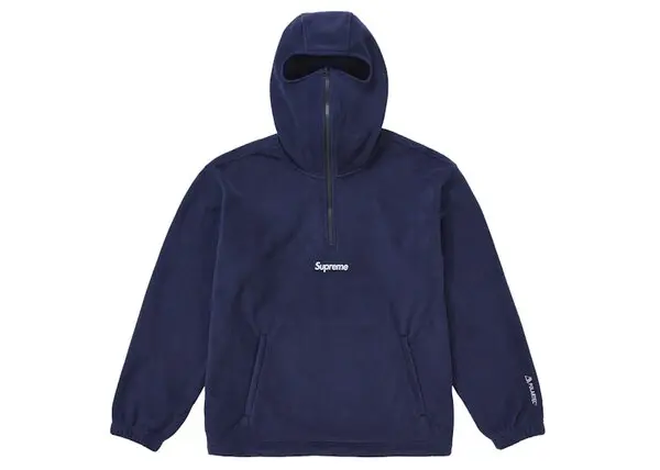 Supreme Polartec Face Mask Half Zip Hooded Sweatshirt - Navy Blue