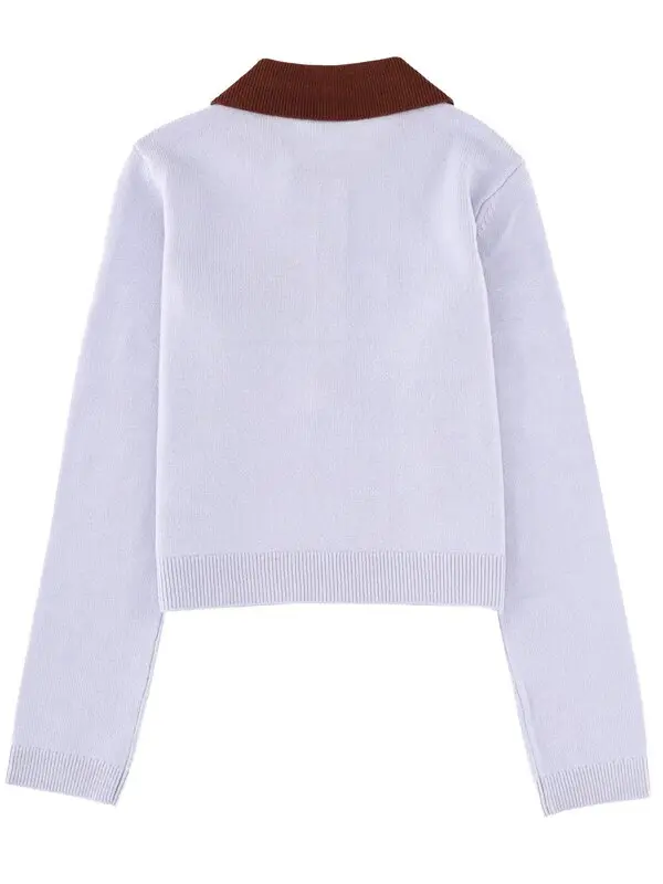 SELF-PORTRAIT Jersey With Contrasting Collar - Blue
