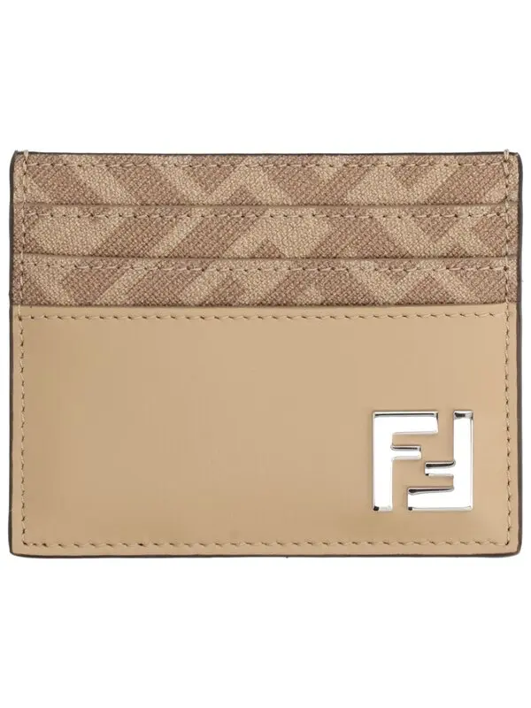 Fendi Leather Card Holder - Beige