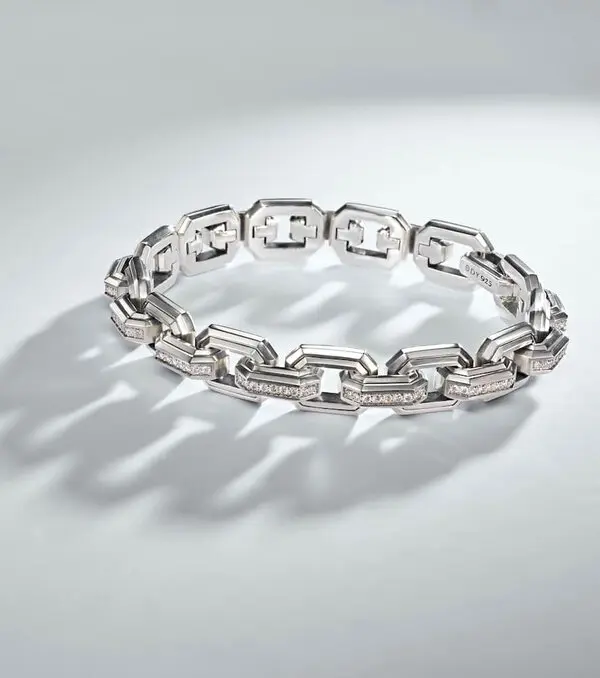 David Yurman Sterling Chain Bracelet With Diamonds