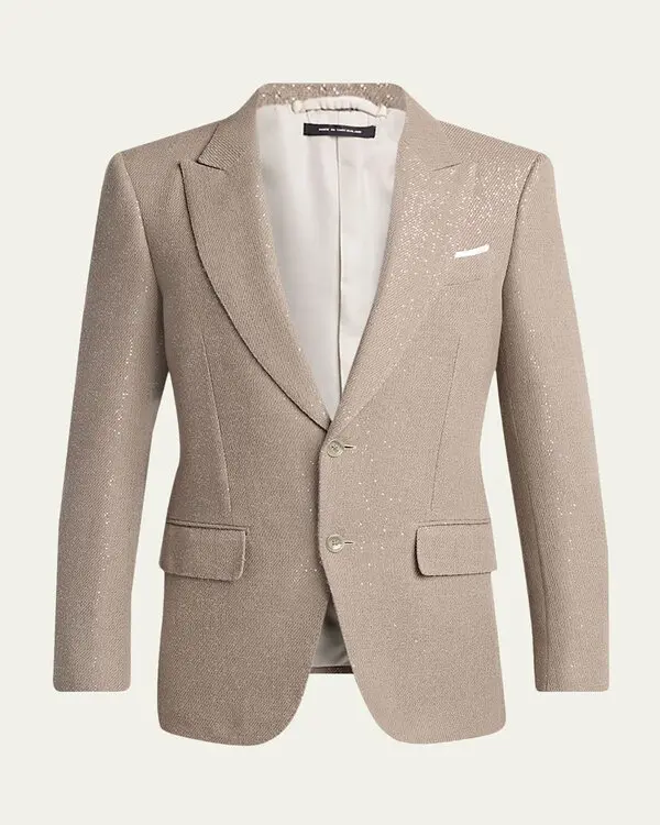 TOM FORD Sequin Boucle Peak Lapel Sport Coat - Light Blue