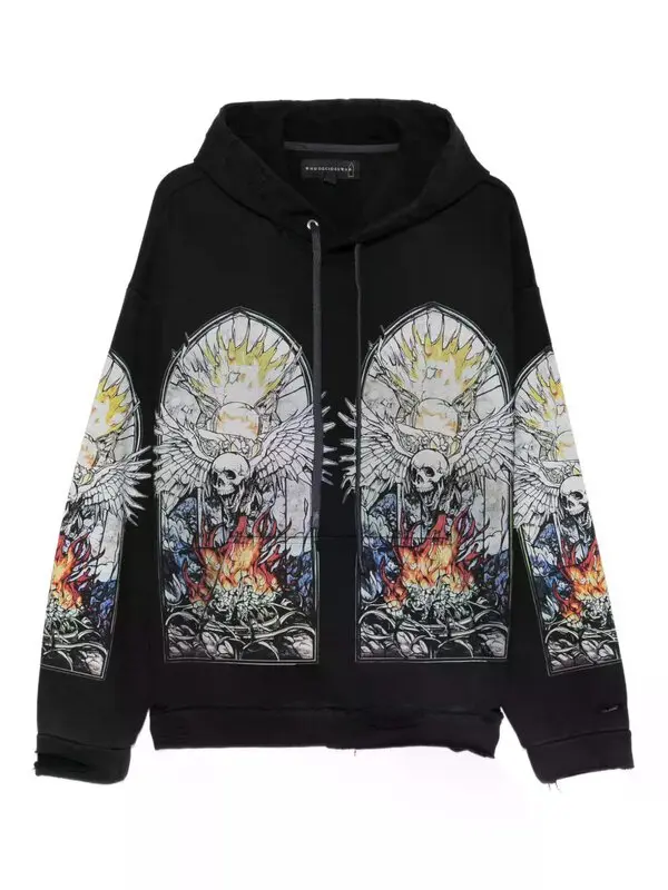 WHO DECIDES WAR Skull-print Hoodie