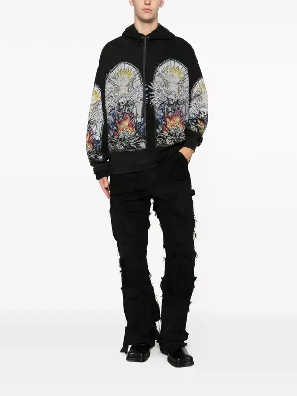 WHO DECIDES WAR Skull-print Hoodie