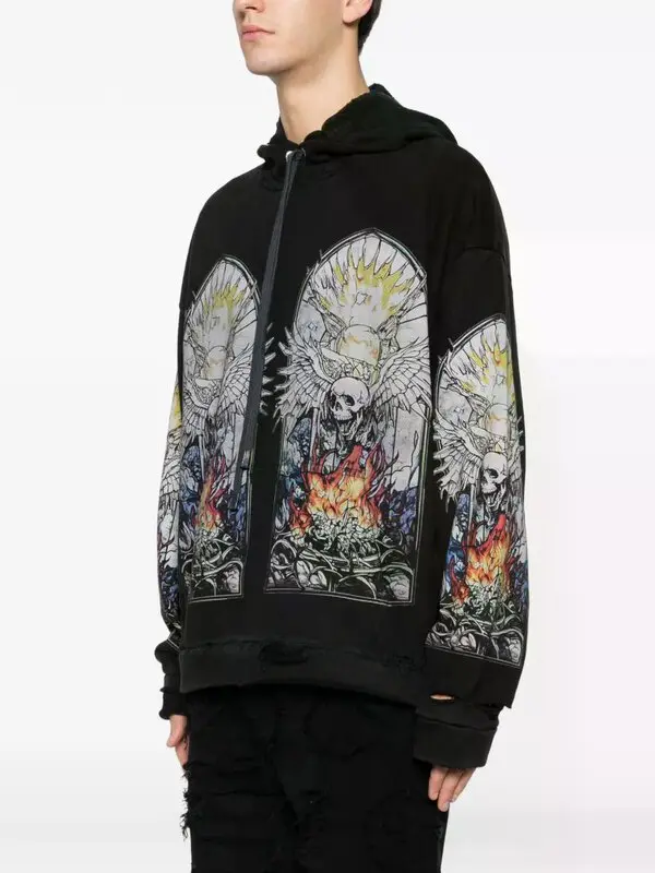 WHO DECIDES WAR Skull-print Hoodie