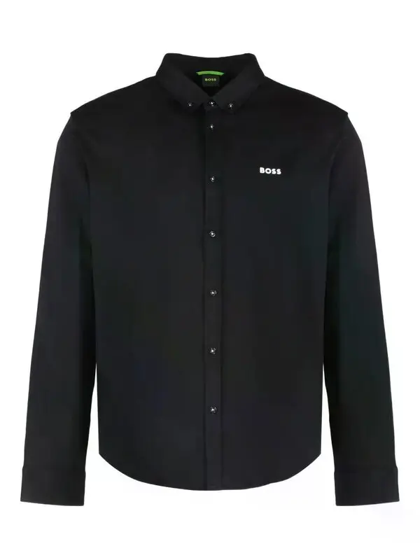 BOSS Pique Cotton Shirt - Black