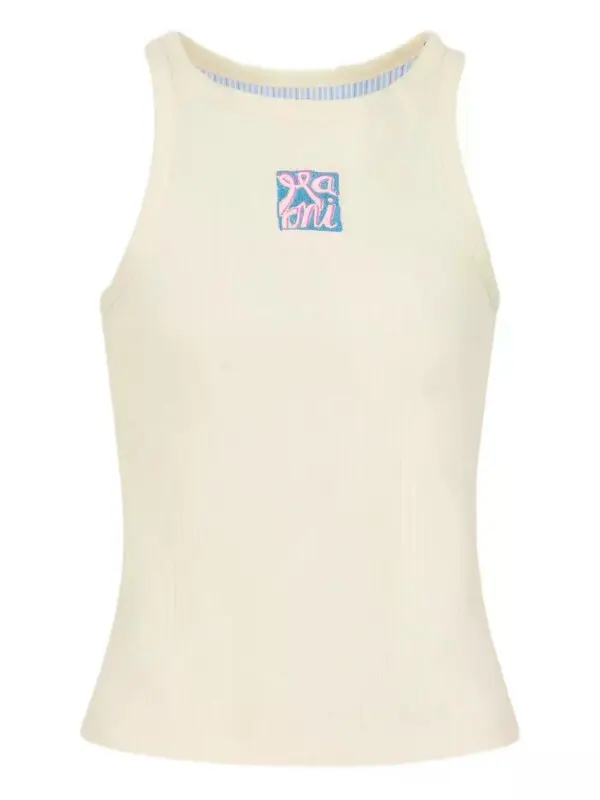 Marni Ribbed Embroidered Tank Top - Yellow
