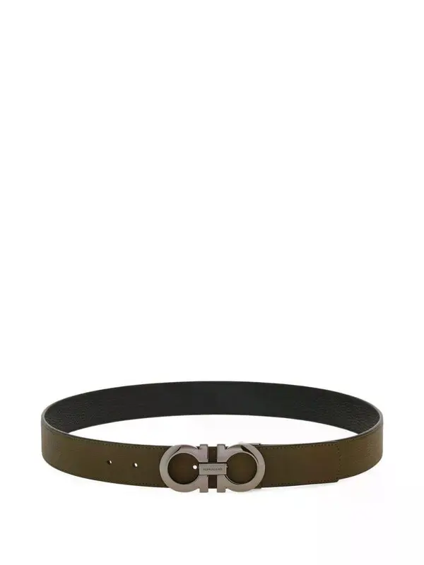 FERRAGAMO Reversible Gancini Belt - Green