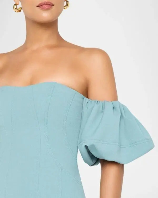 Ulla Johnson Nina Puff-sleeve Off-the-shoulder Midi Dress
