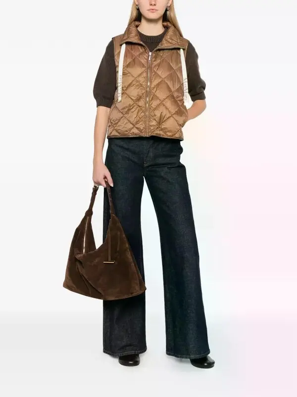 Max Mara Quilted Zip Up Waistcoat - Brown