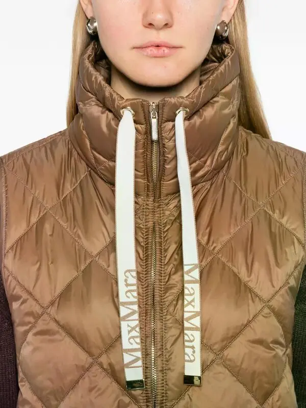 Max Mara Quilted Zip Up Waistcoat - Brown