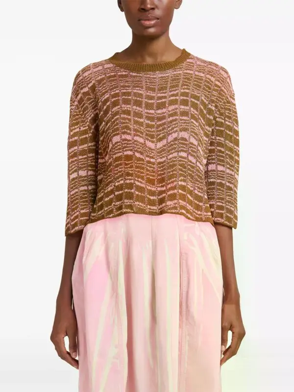 Marni Jacquard Pattern Laddered Sweater