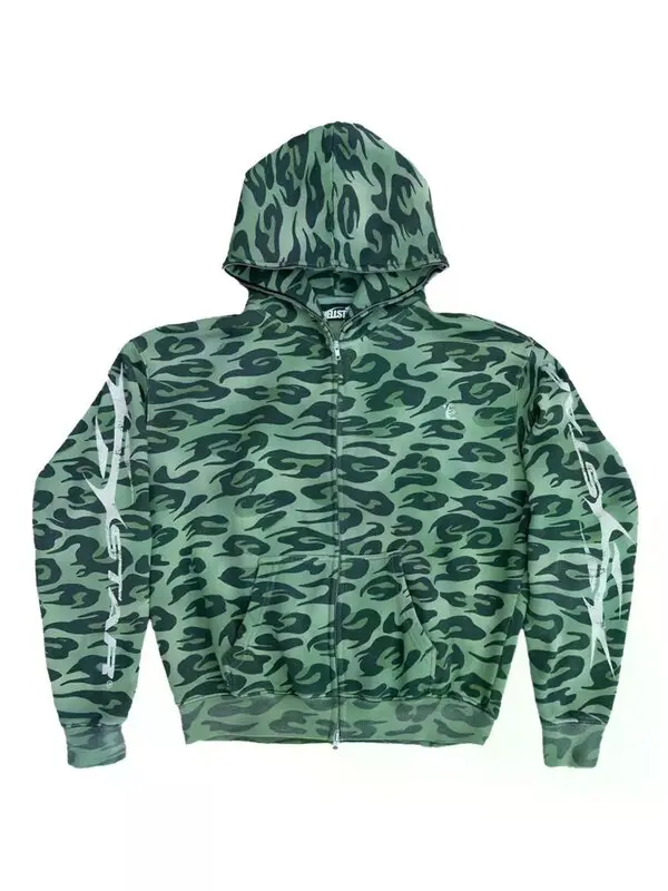 HELLSTAR Printed Zip-up Hoodie - Green