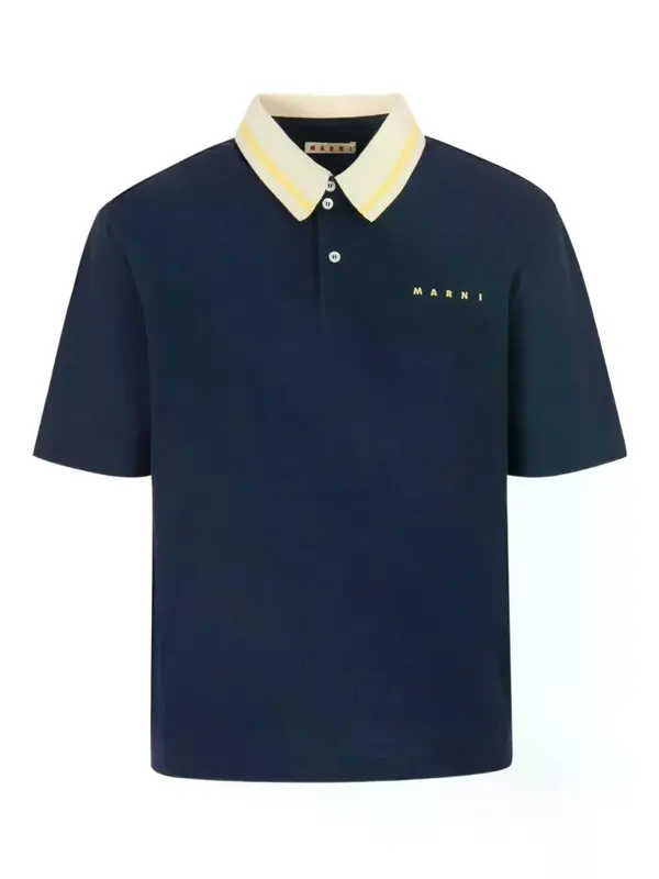 Marni Striped Collar Polo Shirt - Blue
