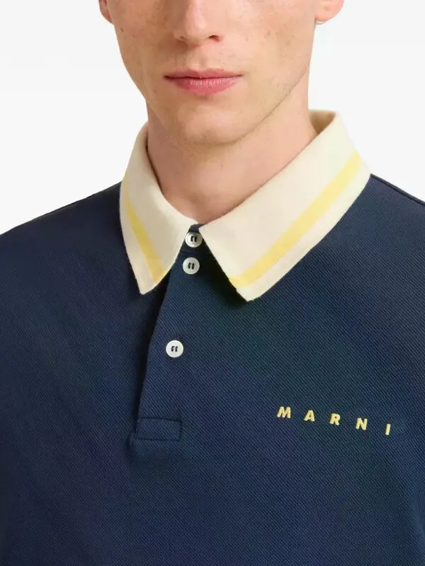 Marni Striped Collar Polo Shirt - Blue