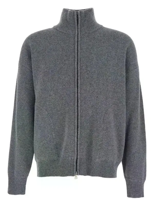 ROBERTO COLLINA High Neck Ribbed Knit Cardigan
