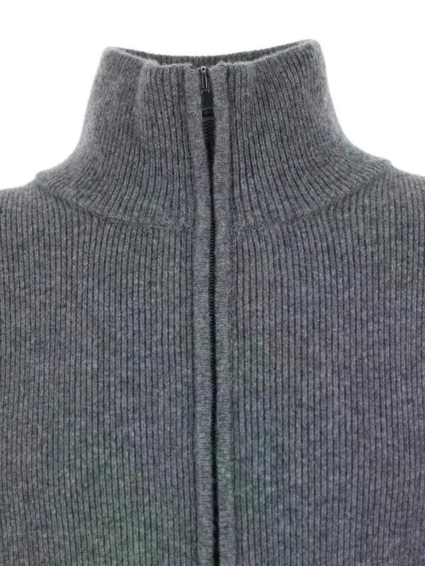 ROBERTO COLLINA High Neck Ribbed Knit Cardigan