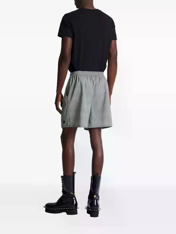 Balmain Prince Of Wales Pattern Wool Shorts