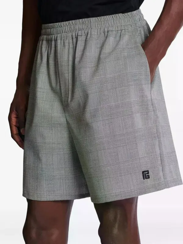 Balmain Prince Of Wales Pattern Wool Shorts