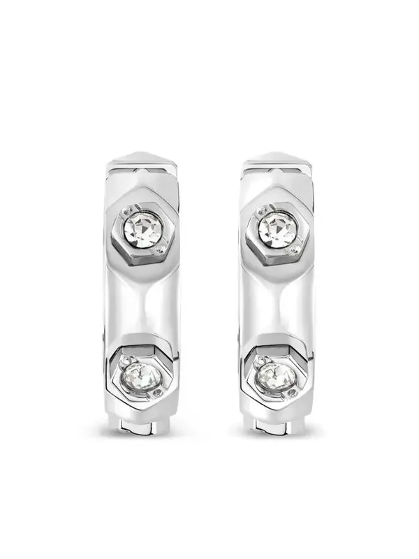 Philipp Plein Stainless Steel Hoop Earrings - Silver