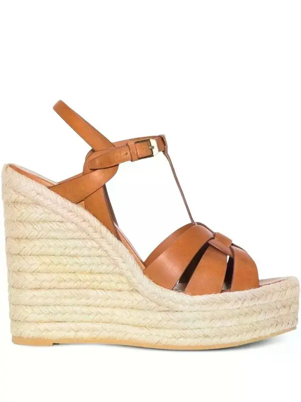 Saint Laurent Strap Buckle-detail Espadrilles - Brown