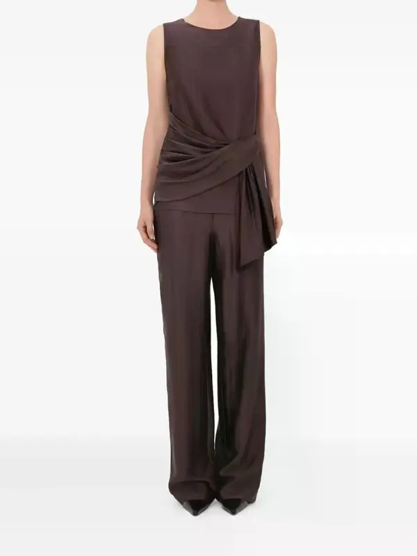 Loulou De Saison Fonda Striped Draped Top - Brown