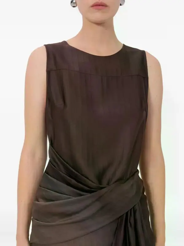 Loulou De Saison Fonda Striped Draped Top - Brown