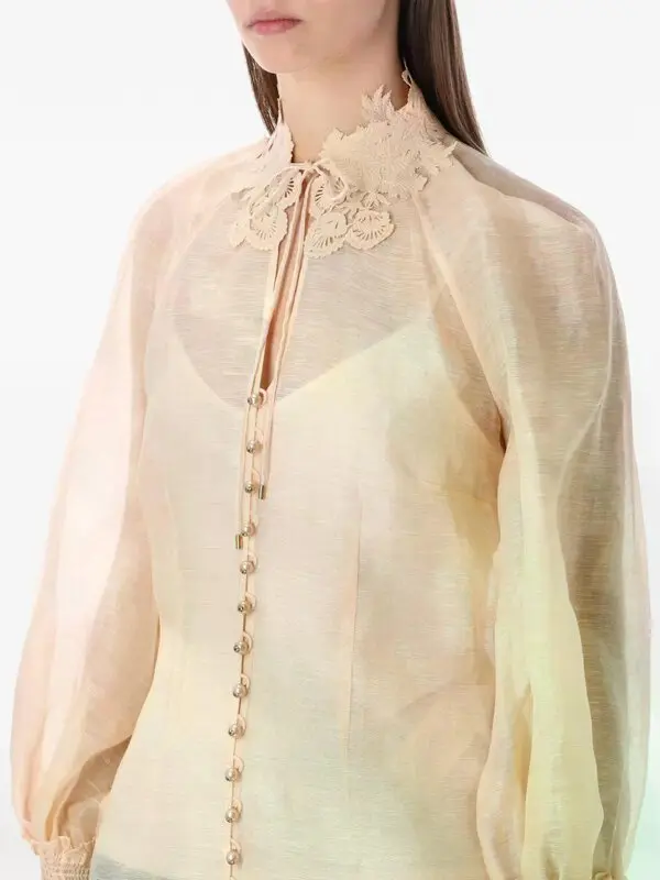 Zimmermann Rebellion Lace-collar Shirt - Neutrals