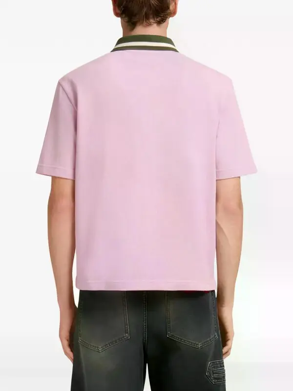 Marni Stripe-collar Logo-print Polo Shirt