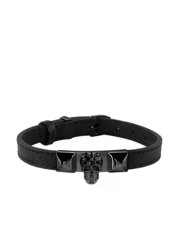Philipp Plein Enigma Leather Bracelet - Black