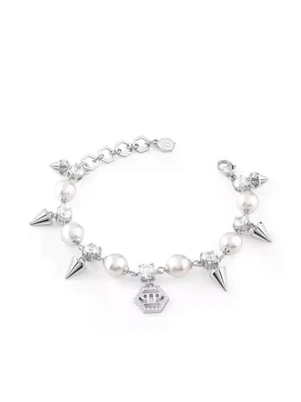 Philipp Plein Spiked Pearls Bracelet - Silver