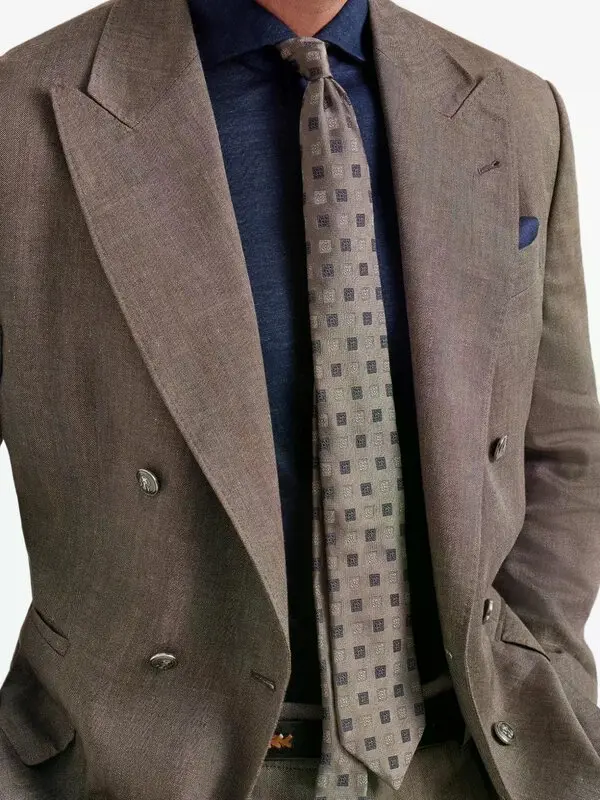 Brunello Cucinelli Squares Pattern Silk Necktie