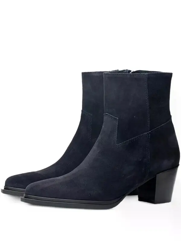 POCHE PARIS Pointed-toe Block Heel Ankle Boots - Blue
