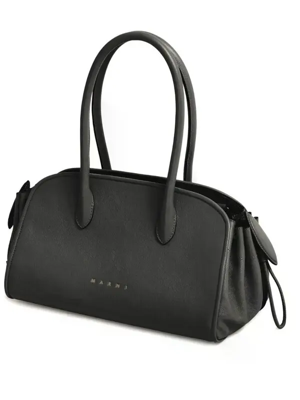 Marni Tulipea Drawstring Leather Tote - Black