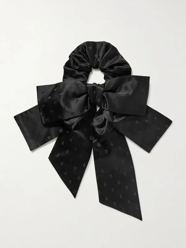 Alexander McQueen Bow-detailed Silk-jacquard Scrunchie - Black