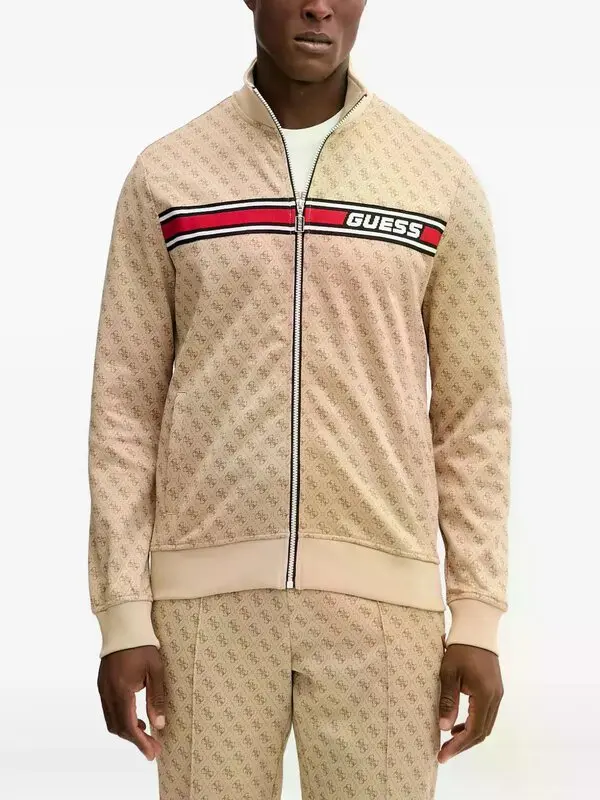 Guess Monogram Zip-fastening Track Jacket - Neutrals