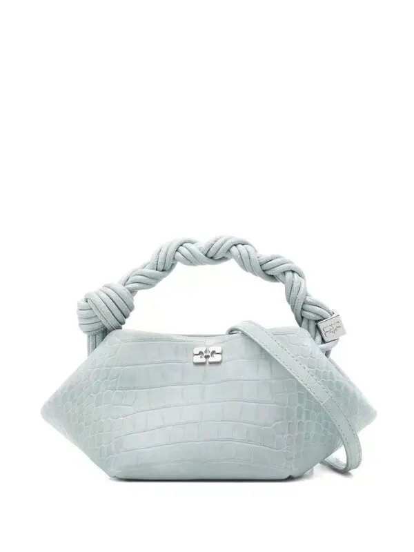 GANNI Croco Mini Satchel With Twisted Handle - Blue
