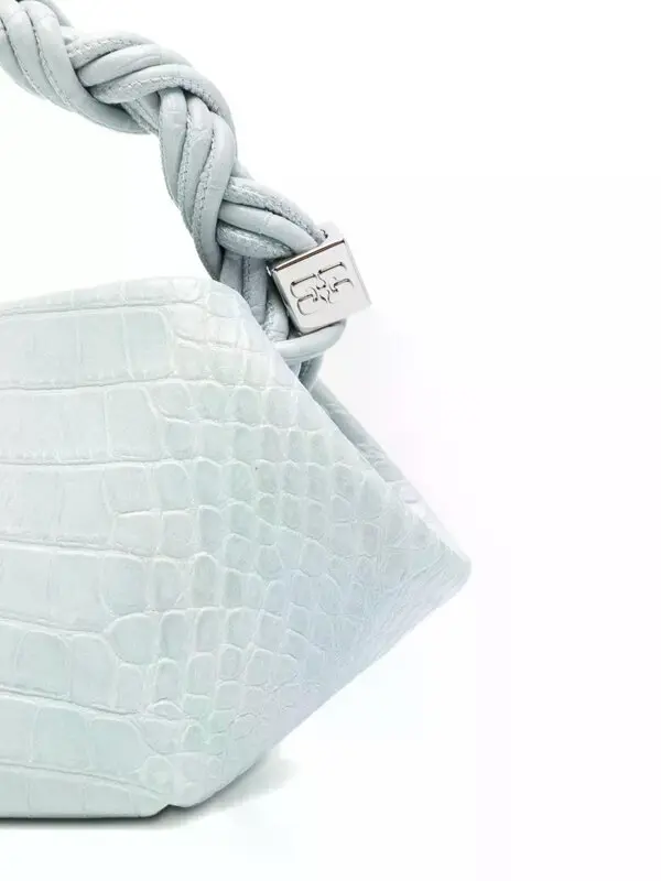 GANNI Croco Mini Satchel With Twisted Handle - Blue